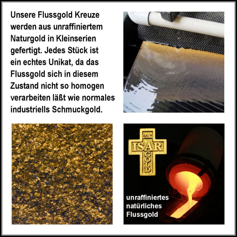 Anhänger goldenes Kreuz aus Isargold / Naturgold der Isar online kaufen