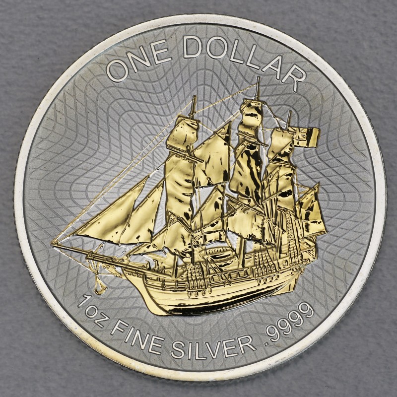 Silbermünze 1oz "Cook Islands Bounty - 2023" gilded Bounty Ship - New ...