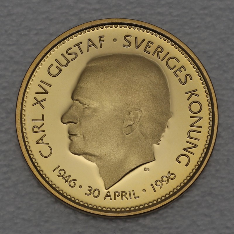 Goldmünze "1000 Kronor 1996 - 50. Geburtstag König Carl XVI Gustav ...